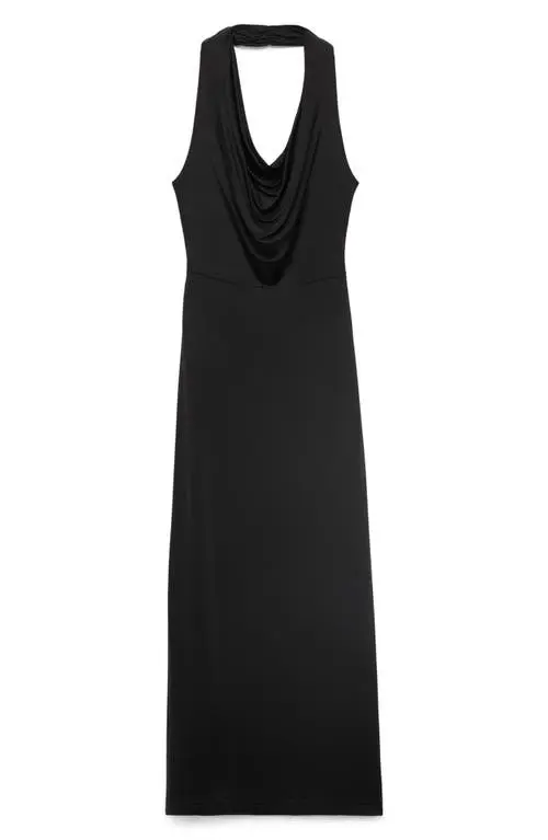 Mango Draped Cowl Neck Halter Dress