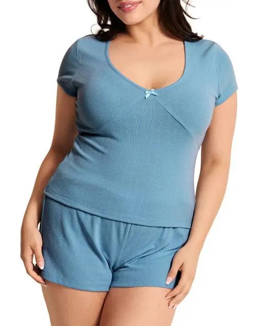 ADORE ME Eloise Short Pajama Set - Medium Blue