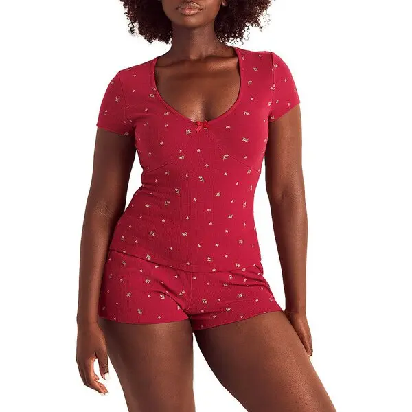 ADORE ME Eloise Short Pajama Set - Floral Red