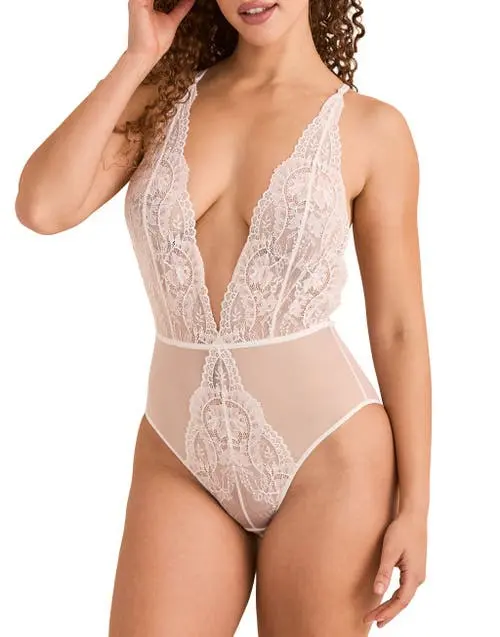 ADORE ME Talia Lace Bodysuit - White