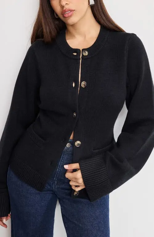 Good American Ribbed Knit Cardigan - Black001