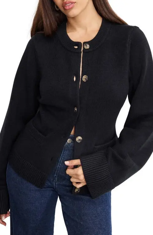 Good American Ribbed Knit Cardigan - Black001