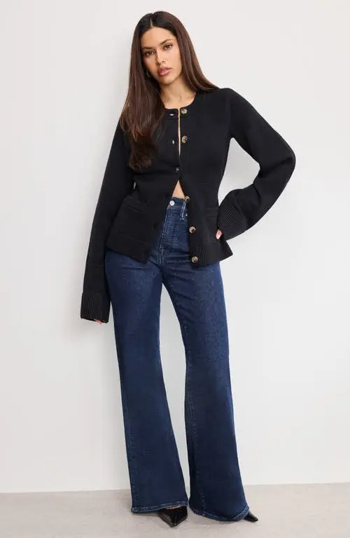 Good American Ribbed Knit Cardigan - Black001