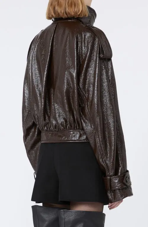 Sportmax Glossy Faux Leather Bomber Jacket