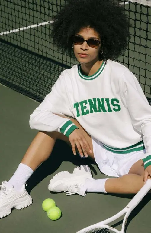 ELLSWORTH + IVEY Elle Collegiate Tennis Sweatshirt