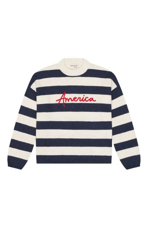ELLSWORTH + IVEY Sadie Crewneck Sweater America Stripes - Navy/ivory