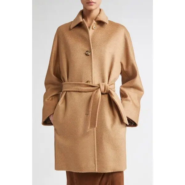 Max Mara Filato Belted Hair Wrap Coat - Camel