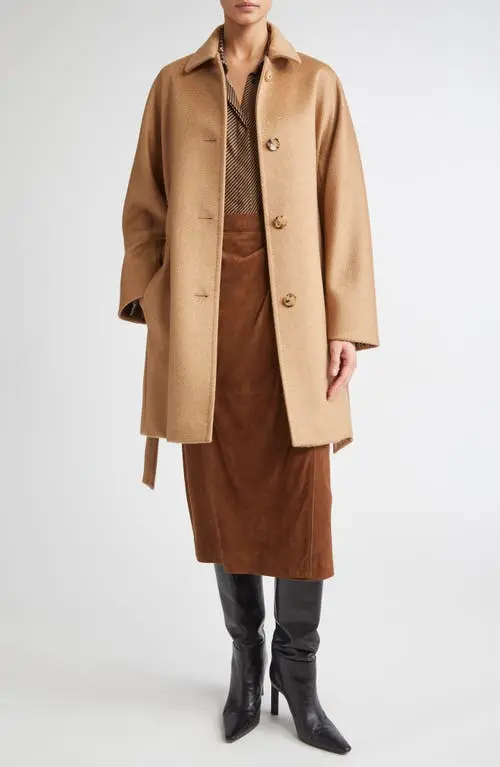 Max Mara Filato Belted Hair Wrap Coat - Camel