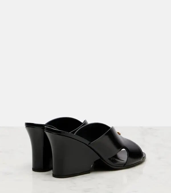 Loro Piana Vera 80 Leather Wedge Mules