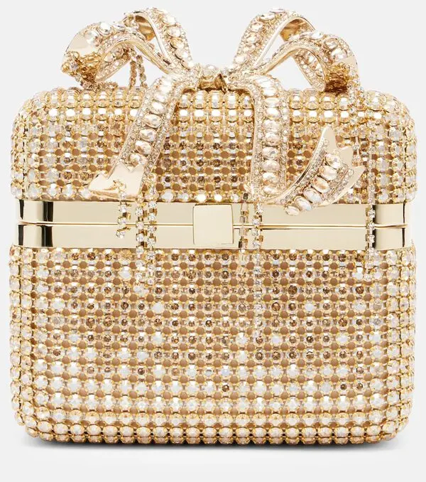 SELF-PORTRAIT Mini Crystal-embellished Vanity Bag - Gold