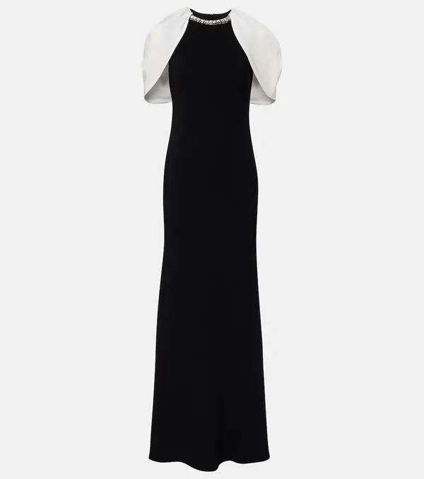 Roland Mouret Embellished Cape Effect Gown - Black