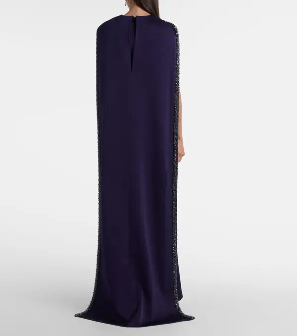 Roland Mouret Embellished Cape Effect Gown - Blue