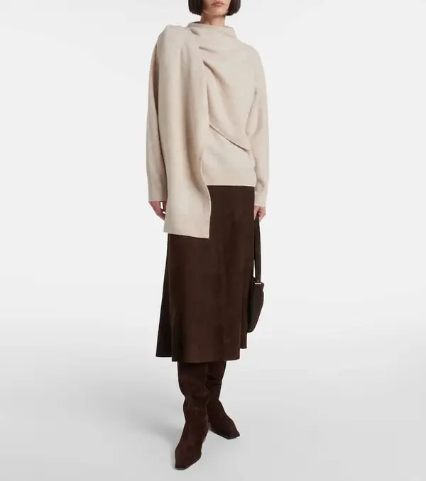 Vince Draped Wool And Cashmere Sweater - Beige