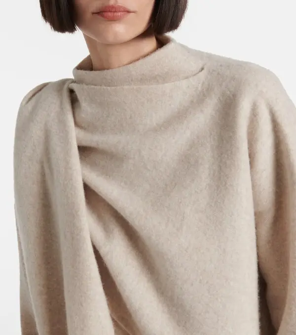 Vince Draped Wool And Cashmere Sweater - Beige