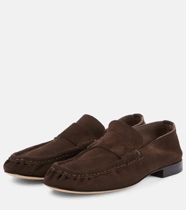 THE ROW Suede Penny Loafers - Brown