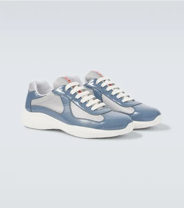 Prada America's Cup Patent Leather Sneakers - Blue