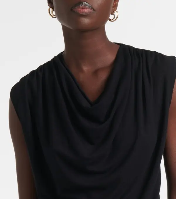 Vince Sleeveless Drape Neck Top - Black