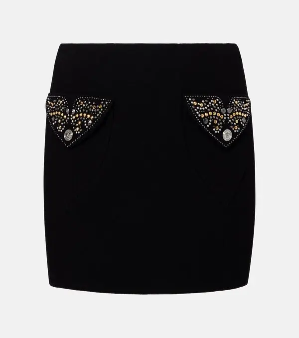 Versace Virgin Wool Crêpe Miniskirt - Black