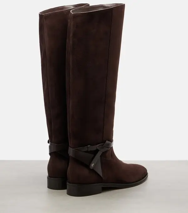 JIMMY CHOO Lawton Knotted Suede Knee-high Boots - Brown