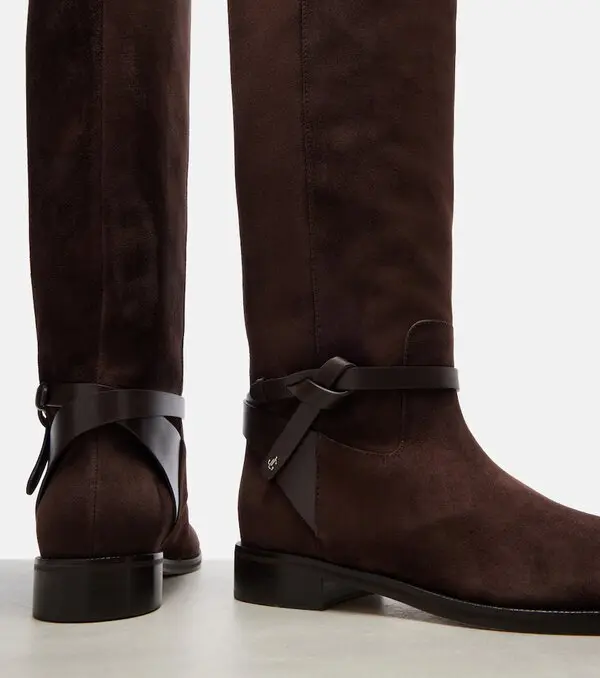 JIMMY CHOO Lawton Knotted Suede Knee-high Boots - Brown