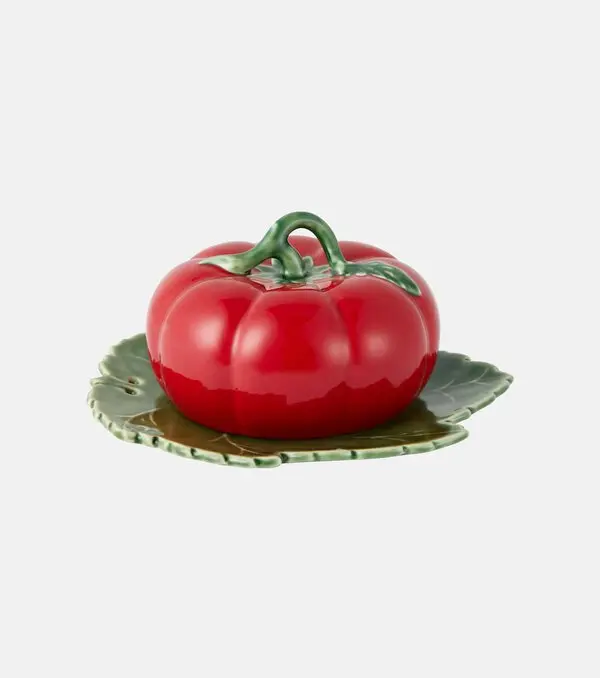 BORDALLO PINHEIRO Tomato Earthenware Butter Dish - Multicoloured