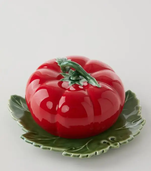 BORDALLO PINHEIRO Tomato Earthenware Butter Dish - Multicoloured