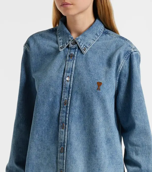 AMI Paris Embroidered Denim Shirt