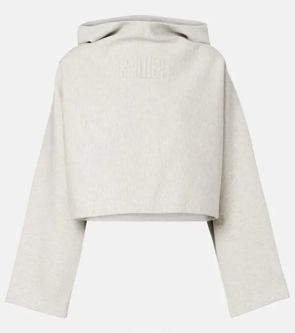 JEAN PAUL GAULTIER Cropped Embossed Logo Cotton Hoodie