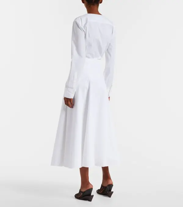Jacquemus Triangle Cotton Poplin Midi Skirt - White