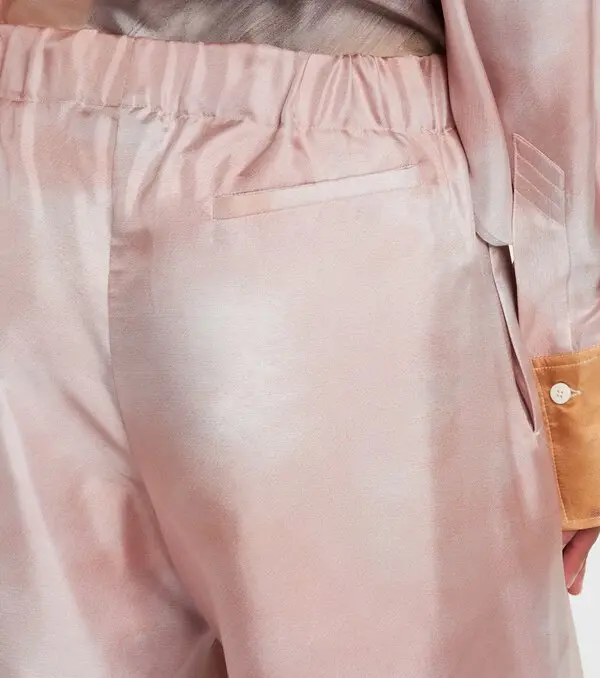 Attico Printed Silk Twill Palazzo Pants - Multicoloured