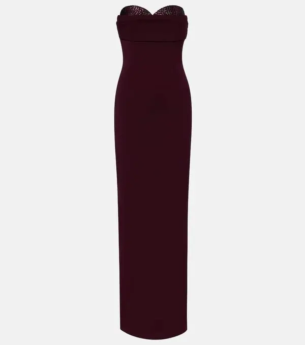 Roland Mouret Draped Embellished Cady Corset Dress
