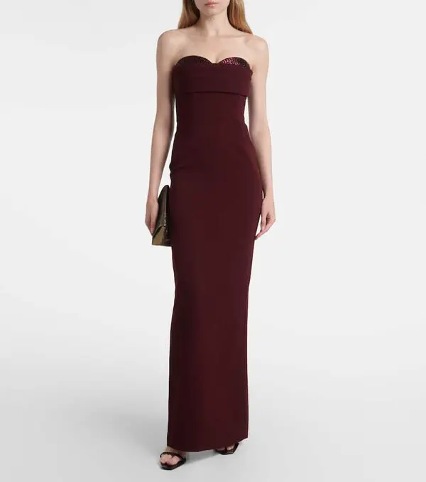 Roland Mouret Draped Embellished Cady Corset Dress