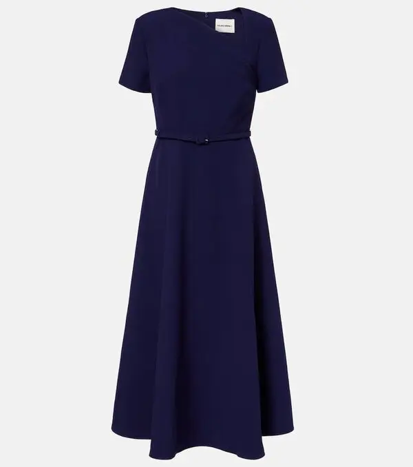 Roland Mouret Asymmetric Belted Crêpe Midi Dress