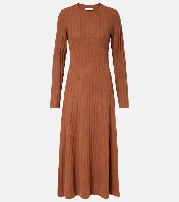 Altuzarra Gia Ribbed-knit Wool And Cashmere Maxi Dress - Brown