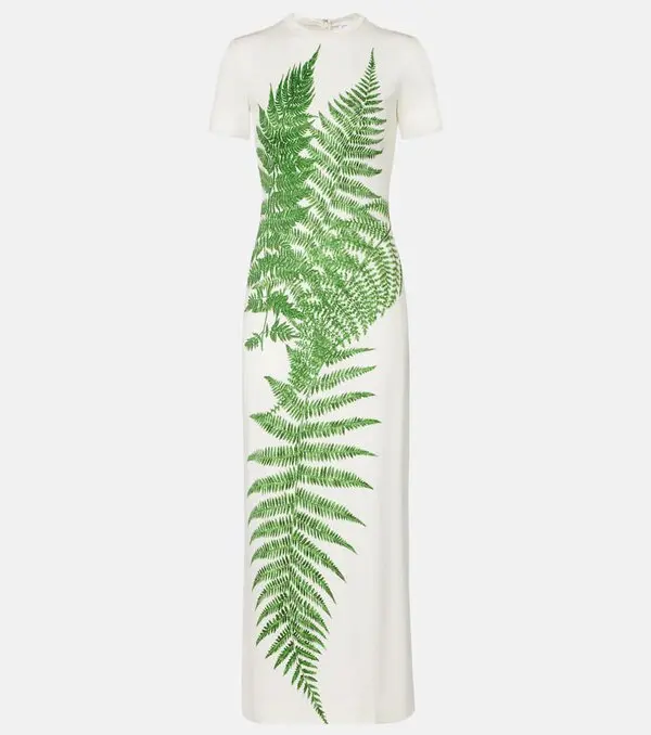 Oscar De La Renta Printed Jersey T-shirt Dress - White