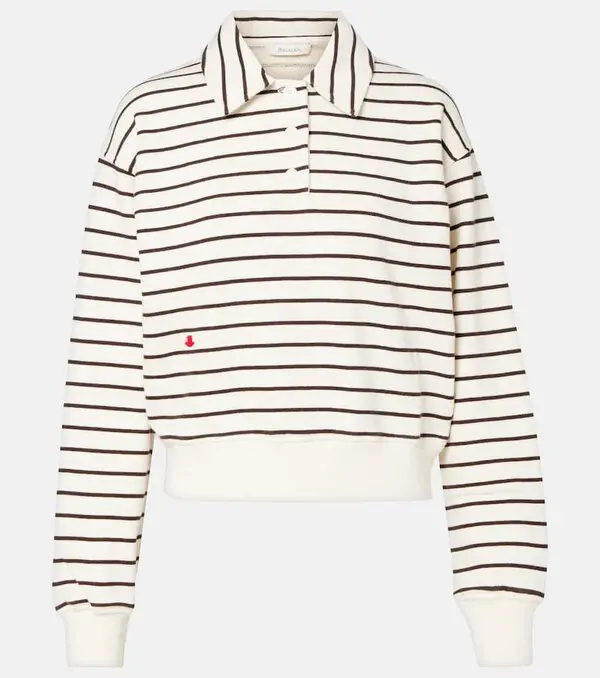 JW Anderson Cropped Striped Cotton Polo Sweater - White