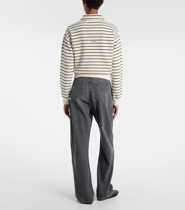 JW Anderson Cropped Striped Cotton Polo Sweater