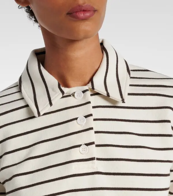 JW Anderson Cropped Striped Cotton Polo Sweater