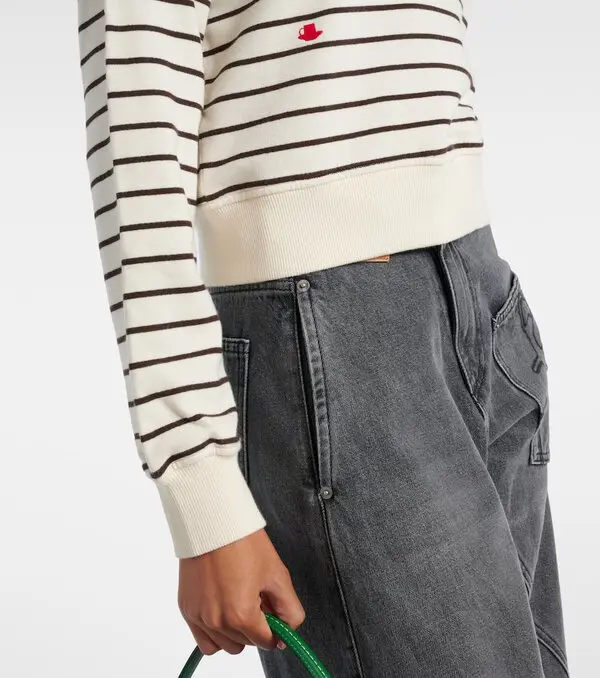 JW Anderson Cropped Striped Cotton Polo Sweater