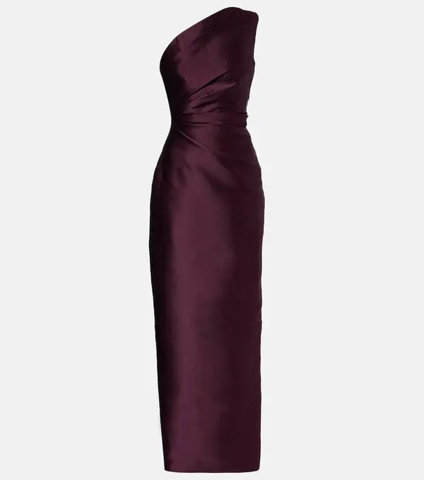 Solace London Kira Gathered Twill Gown - Purple