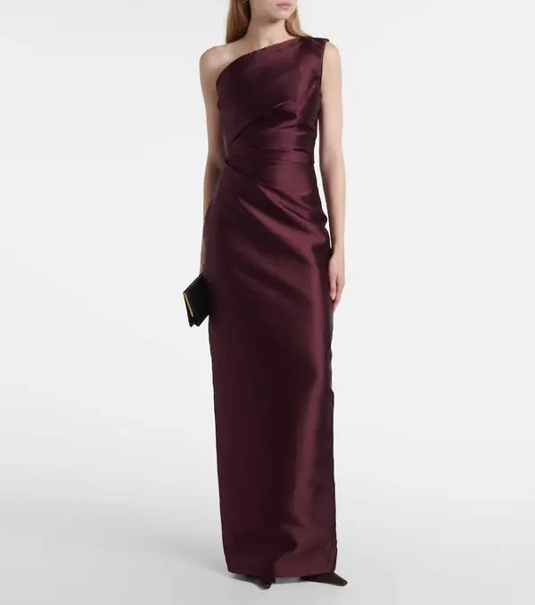 Solace London Kira Gathered Twill Gown - Purple