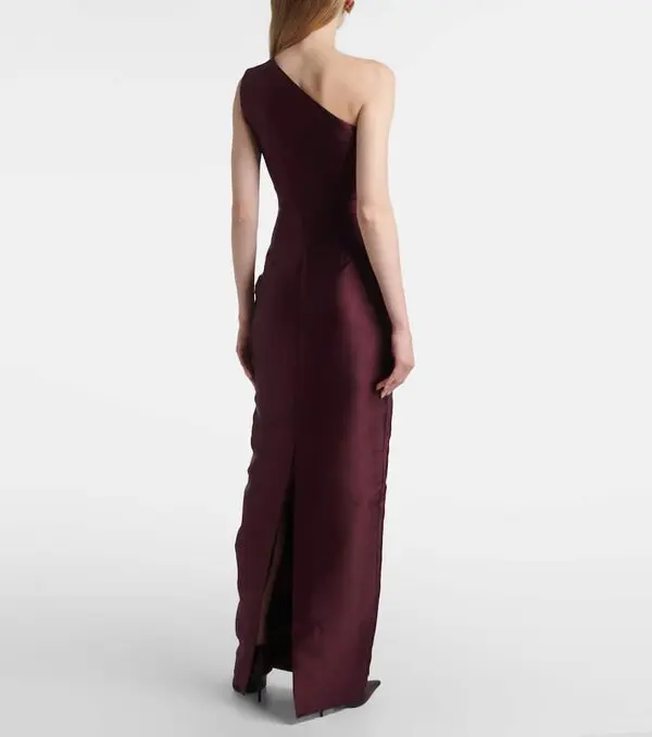 Solace London Kira Gathered Twill Gown - Purple