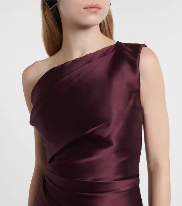 Solace London Kira Gathered Twill Gown - Purple
