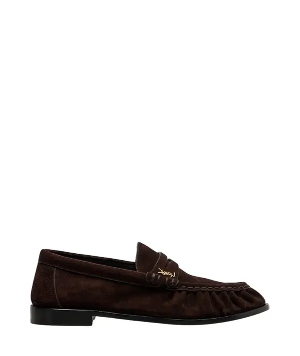 Saint Laurent Le Loafer Cassandre Suede Penny Loafers - Brown