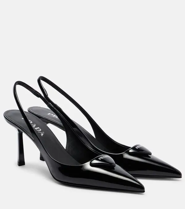 Prada Patent Leather Slingback Pumps - Black
