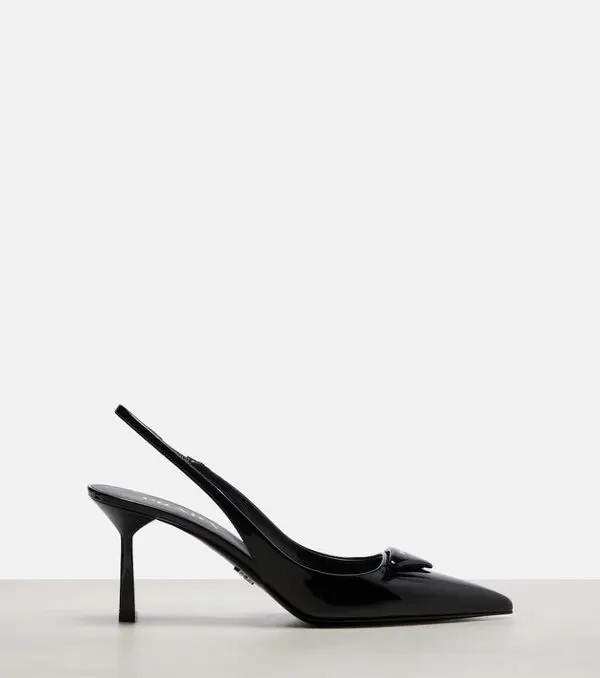 Prada Patent Leather Slingback Pumps - Black