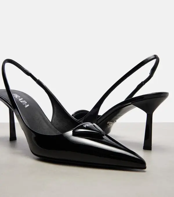 Prada Patent Leather Slingback Pumps - Black