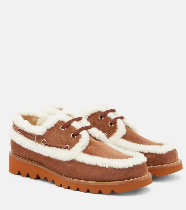 Valentino Garavani Palm Avenue Suede Boat Shoes - Brown