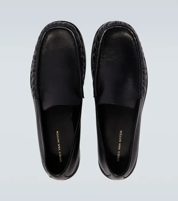 Dries Van Noten Leather Loafers - Black