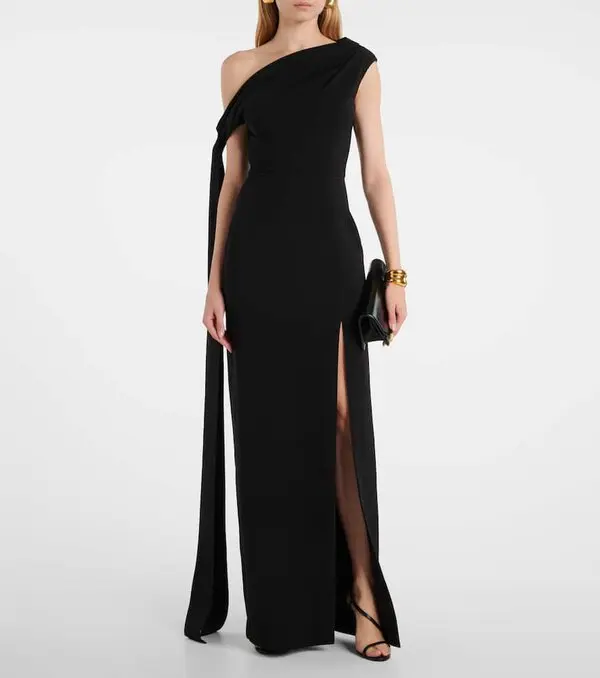 Solace London Irina Scarf-detail Crêpe Gown - Black